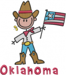Oklahoma Stick Cowboy Embroidery Design | AnnTheGran.com