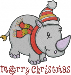 Merry Christmas Rhino Embroidery Design | AnnTheGran.com