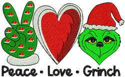 Peace Love Grinch Embroidery Design | AnnTheGran.com