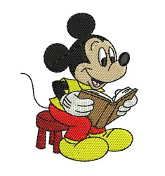 Mickey Mouse Reading Embroidery Design | AnnTheGran.com