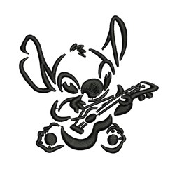 Stitch Playing Guitar Embroidery Design | AnnTheGran.com