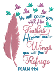 Psalm 91:4 Embroidery Design | AnnTheGran.com