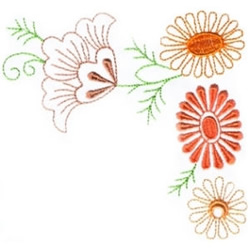Fall Flower Corner Embroidery Design | AnnTheGran.com