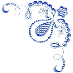 Blue Lace Corner Embroidery Design | AnnTheGran.com