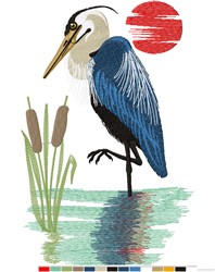 Blue Heron Embroidery Design | AnnTheGran.com