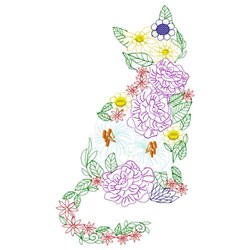 Floral Cat Embroidery Design | AnnTheGran.com