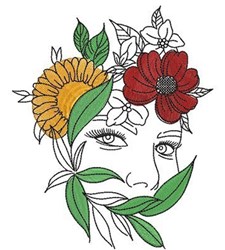 Flower Lady Head Embroidery Design | AnnTheGran.com