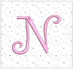 Curly Alphabet Quilt Block N Embroidery Design | AnnTheGran.com