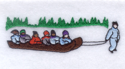 Children on Toboggan Pocket Topper Embroidery Design | AnnTheGran.com