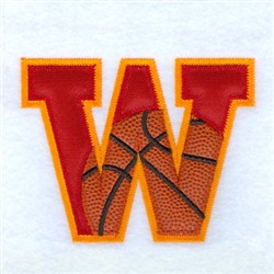 W Basketball Applique Embroidery Design | AnnTheGran.com