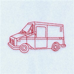 Redwork Postal Truck Embroidery Design | AnnTheGran.com