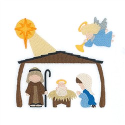 Table Runner Manger Scene Embroidery Design | AnnTheGran.com