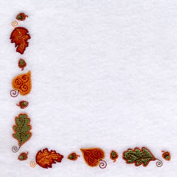 Autumn Harvest Leaves & Acorns Corner Embroidery Design | AnnTheGran.com