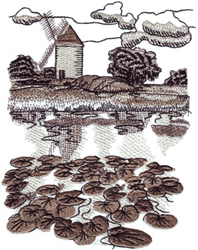 Dutch Landscape Embroidery Design | AnnTheGran.com