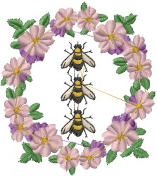 Oval Bees Embroidery Design | AnnTheGran.com