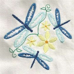 Dragonfly & Flowers Embroidery Design | AnnTheGran.com