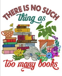 Never Too Many Books Embroidery Design | AnnTheGran.com