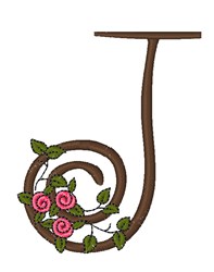 Pink Rose Monogram J Embroidery Design | AnnTheGran.com