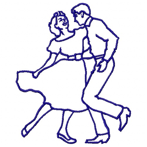 Free Square Dancers Outline Embroidery Design | AnnTheGran