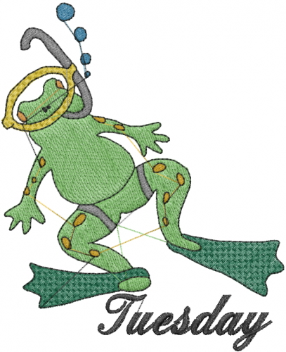 Free Tuesday Frog Embroidery Design | AnnTheGran