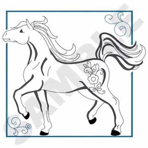 Prancing Horse Outline Embroidery Design | AnnTheGran