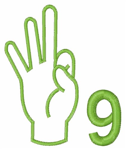 Sign Language 9 Embroidery Design | AnnTheGran