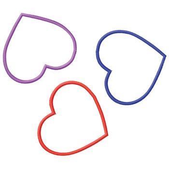 Three Hearts Outline Embroidery Design | AnnTheGran