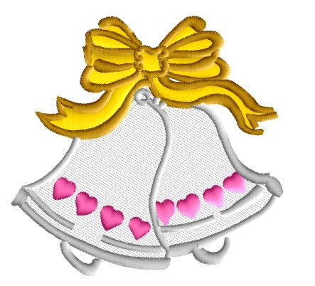 Wedding Bells with Hearts Embroidery Design | AnnTheGran