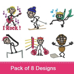Stick Figure Sports Embroidery Designs | AnnTheGran.com