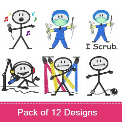 Occupations Of Stick Figures Embroidery Designs | AnnTheGran.com
