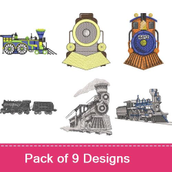 Vintage Trains Embroidery Designs | AnnTheGran.com