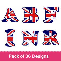 British Flag Font Embroidery Designs | AnnTheGran.com