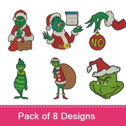 Grinch Christmas Embroidery Designs | AnnTheGran.com