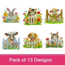 Animals On A Fence Embroidery Designs | AnnTheGran.com