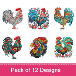 Roosters Embroidery Designs | AnnTheGran.com