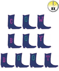 Cowboy Boots Embrilliance Embroidery Font | AnnTheGran.com