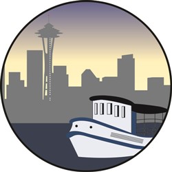 Seattle Ferry Boat Vector Illustration | AnnTheGran.com