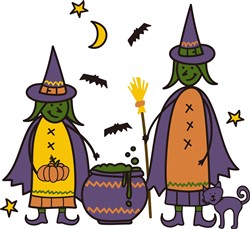 Two Witches Vector Illustration | AnnTheGran.com
