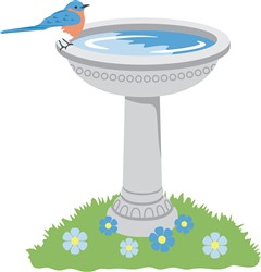 Bird Bath Vector Illustration | AnnTheGran.com