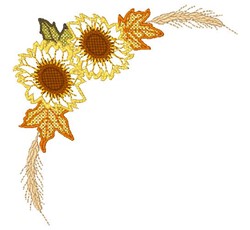 Fall Corner Sunflowers Embroidery Design | AnnTheGran.com