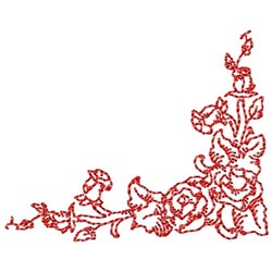 Redwork Roses Corner Embroidery Design | AnnTheGran.com