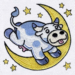 Moon with Cow Embroidery Design | AnnTheGran.com