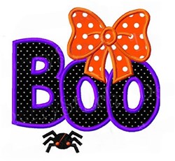 Applique boo with bow Embroidery Design | AnnTheGran.com