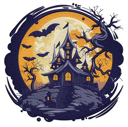 Halloween Haunted House Embroidery Design | AnnTheGran.com