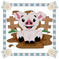 Pig Quilt Square Embroidery Design | AnnTheGran.com