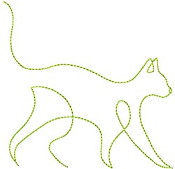 Walking Cat Line Art Embroidery Design | AnnTheGran.com