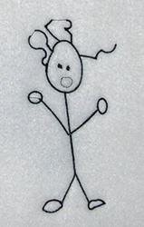 Surprised Stick Figure Embroidery Design | AnnTheGran.com