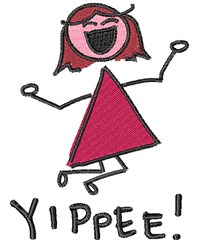 Yippee Stick Figure Embroidery Design | AnnTheGran.com