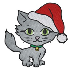 Cute Santa Kitty Embroidery Design | AnnTheGran.com