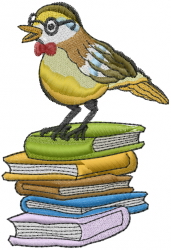 Bookworm Bird Embroidery Design | AnnTheGran.com